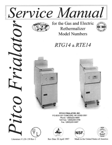 Pitco Frialator RTE14 Service manual | Manualzz