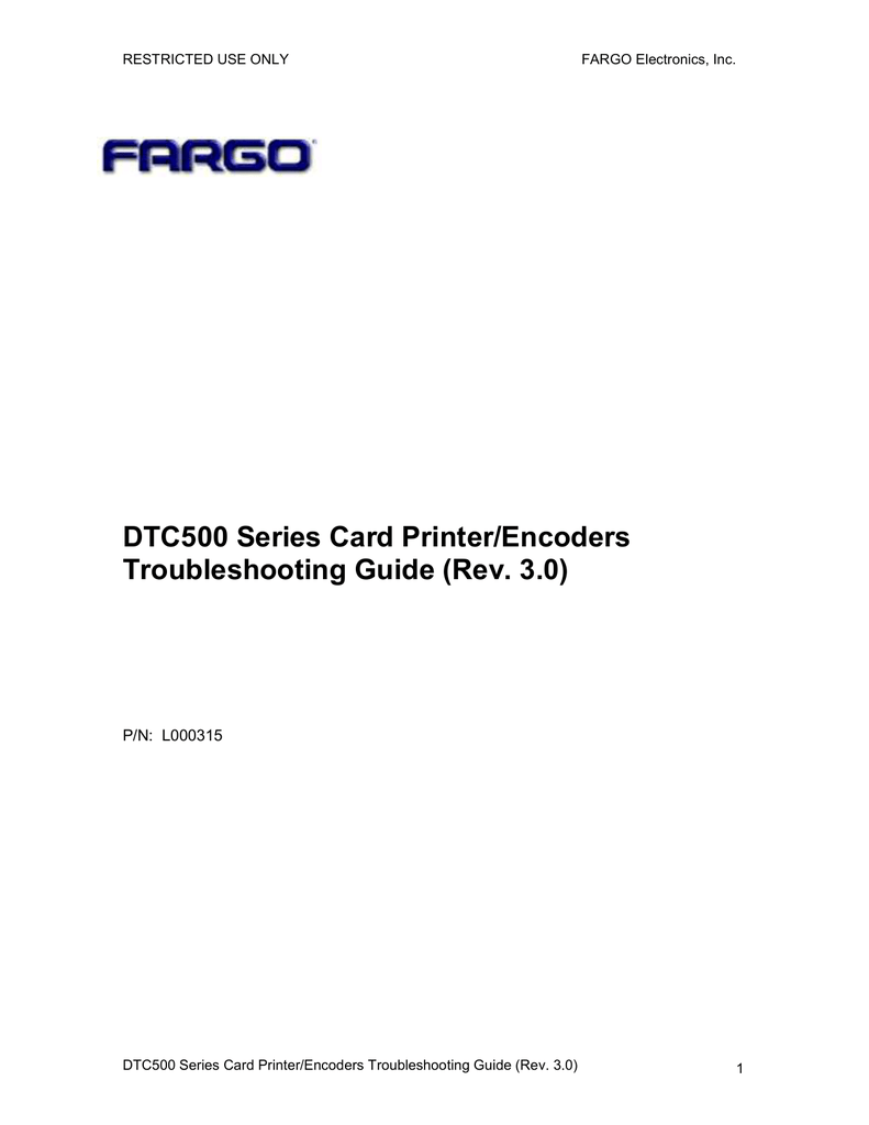 FARGO electronics DTC500 Series Troubleshooting Manual | Manualzz