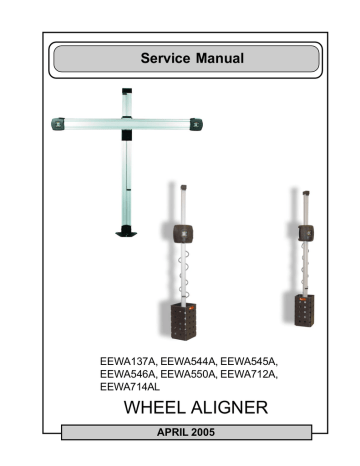 Snap-on Wheel Aligner EEWA137A, EEWA544A, EEWA545A, EEWA546A, EEWA550A ...