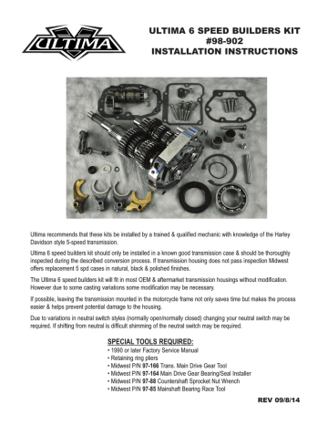 Ultima 6 Speed Builders Kit 98-902 Installation Instructions | Manualzz