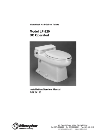 Microflush Toilet LF-220 Installation/Service Manual | Manualzz