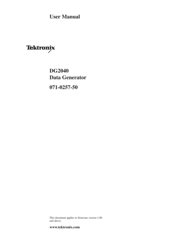 Tektronix DG2040 Data Generator User Manual | Manualzz