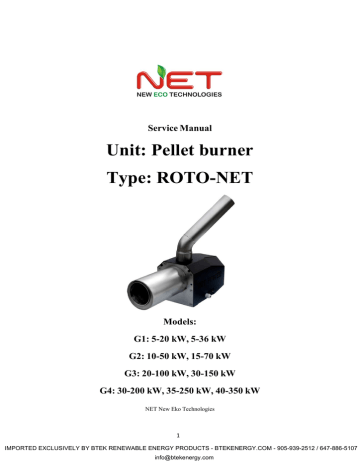 Pellet burner ROTO-NET G1, G2, G3 Service Manual | Manualzz