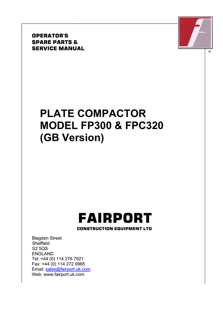 Fairport FP300 Operator's, Spare Parts & Service Manual | Manualzz