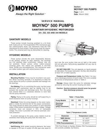 moyno 331 Service manual | Manualzz