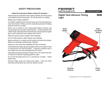 Ferret Instruments Timing Light 88 Operator's Manual | Manualzz