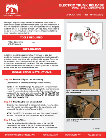 Scott Drake Electric Trunk Release Installation Instructions | Manualzz