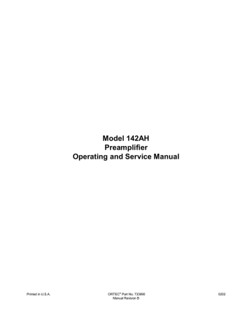 Ortec 142AH Preamplifier Manual | Manualzz
