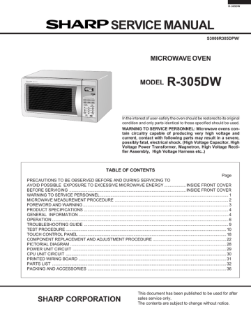 Sharp R305DW Microwave Owner's Manual | Manualzz