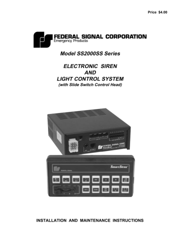Federal Signal SS2000SS SS2000SS Installation and Maintenance ...