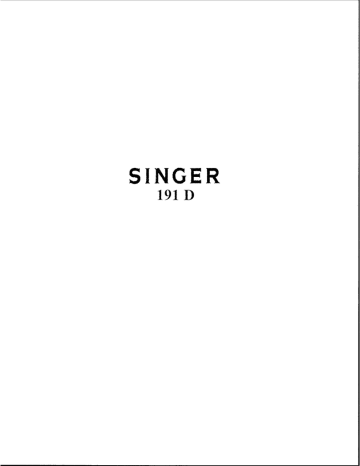 SINGER 191D 191 Service Manual | Manualzz
