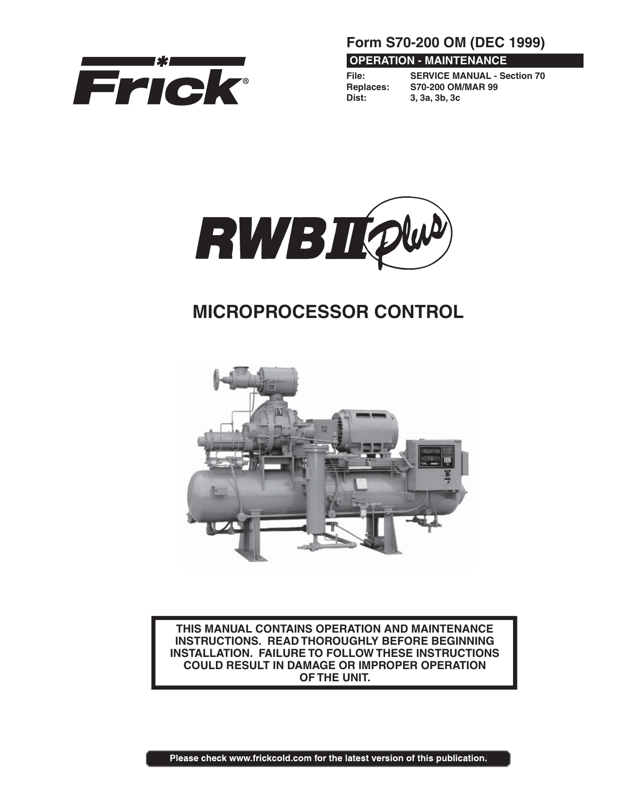Frick RWB II Plus Operation & Maintenance Manual | Manualzz