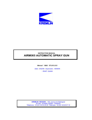 KREMLIN AIRMIX Automatic Spray Gun Instruction Manual | Manualzz