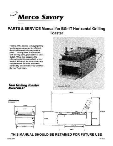 Merco / Savory BG-1T Service manual | Manualzz