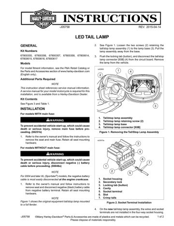 Harley-Davidson LED Tail Lamp Instructions | Manualzz
