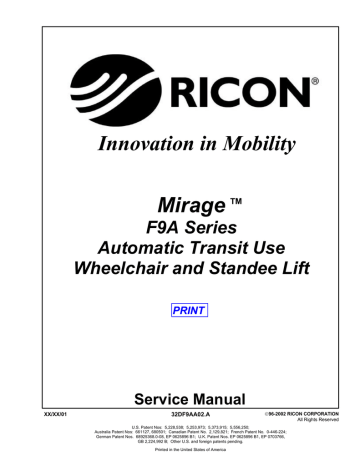 RICON Wheelchair Lift F9A Series Service Manual | Manualzz