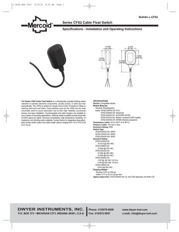 Dwyer Series CFS2 Instruction Manual | Manualzz
