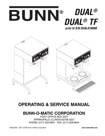 Bunn Dual Operating & Service Manual | Manualzz