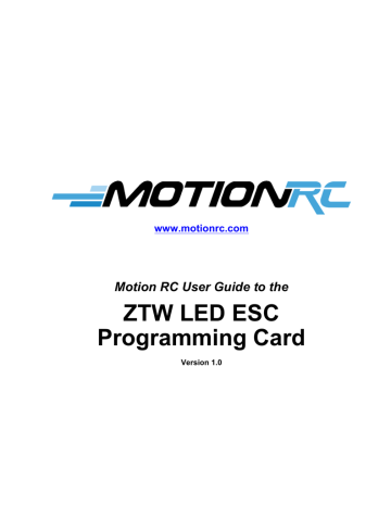 ZTW LED ESC Programming Card User Guide | Manualzz