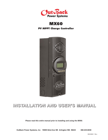 Outback Power Systems MX60 Installation and User Manual | Manualzz