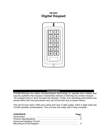 Digital Keypad SB-K02 User Manual | Manualzz