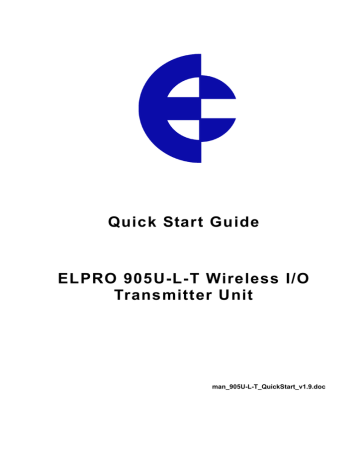 ELPRO 905U-L Transmitter & Receiver I/O Pair Quick Start Guide | Manualzz