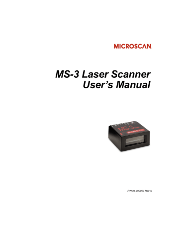 Laser Scanner MS-3 Laser Scanner User's Manual | Manualzz