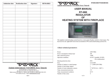 TATAREK RT-08K Heating System Regulator User Manual | Manualzz