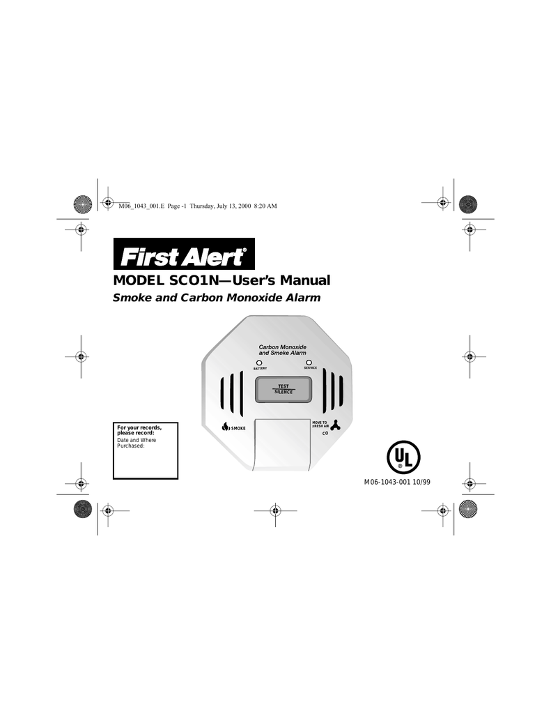 First Alert SCO1N User manual | Manualzz