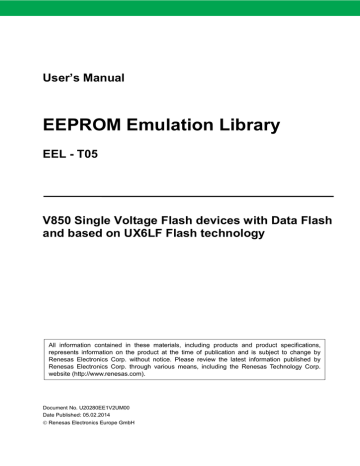 Renesas EEPROM Emulation Library T05 User's Manual | Manualzz