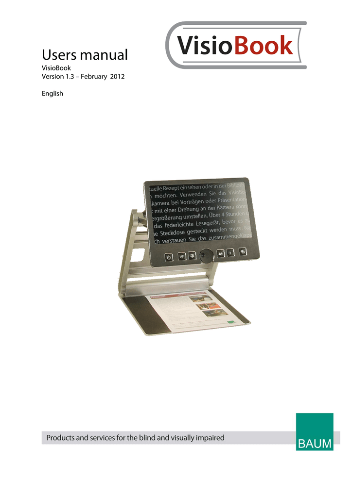 Baum VisioBook User Manaul | Manualzz