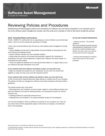 Software Asset Management Guide for Partners - Microsoft | Manualzz