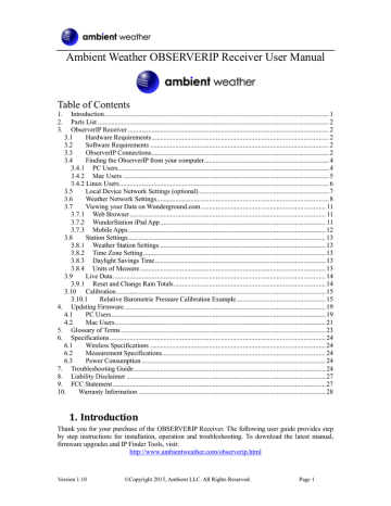 Ambient Weather OBSERVERIP User Manual | Manualzz