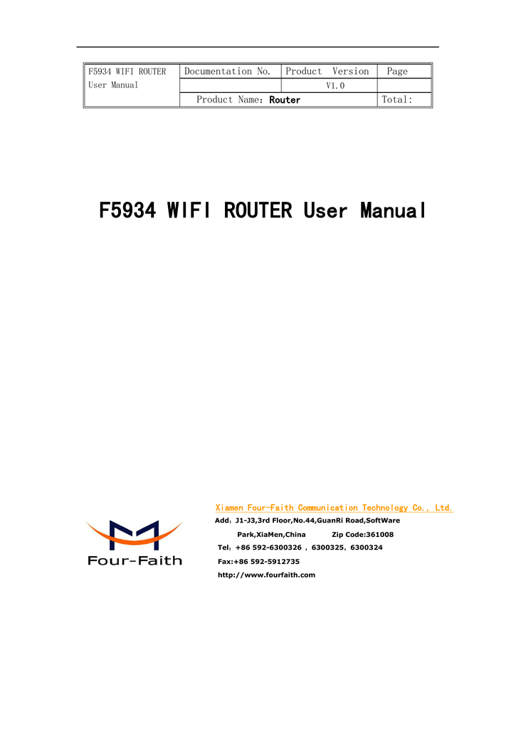 Four-Faith F5934 WIFI ROUTER User Manual | Manualzz