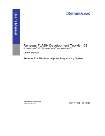 Renesas FLASH Development Toolkit 4.08 User's Manual | Manualzz