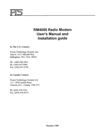 FTS RM4000 Radio Modem Installation Guide | Manualzz