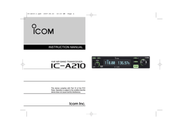 Icom A210 Instruction Manual - Download or Read Online | Manualzz