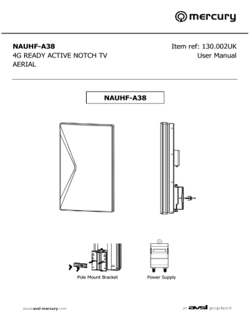 Mercury A38 4G Ready Active Notch TV Aerial User Manual | Manualzz