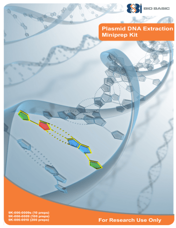 Plasmid DNA Extraction Miniprep Kit User Manual | Manualzz