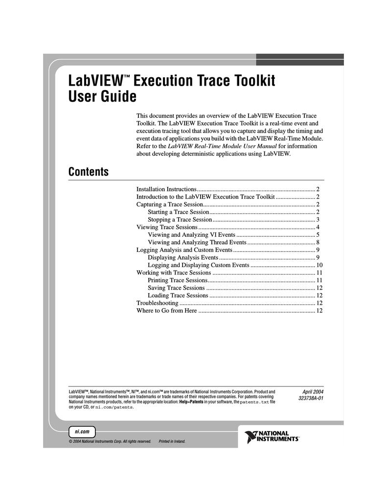 Labview Execution Trace Toolkit User Guide Manualzz 7646