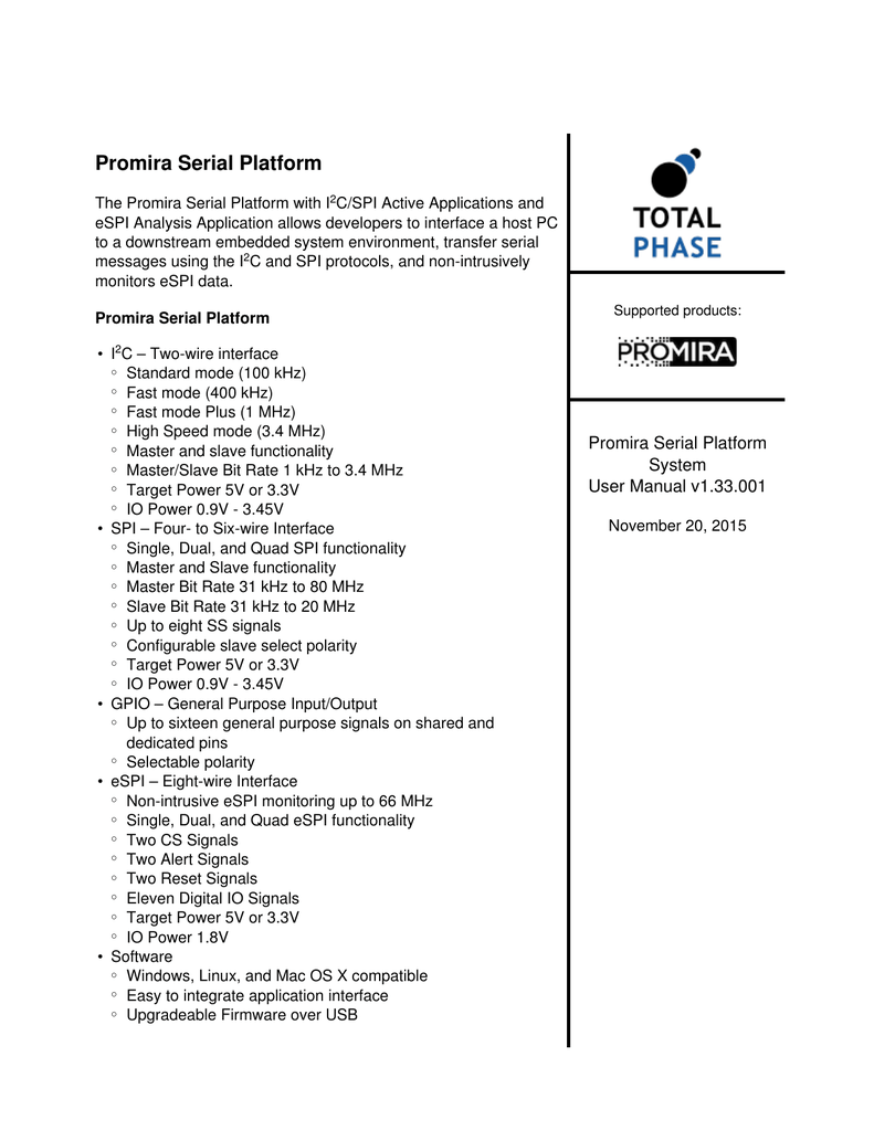 Promira Platform System User Manual v1.33.001 | Manualzz