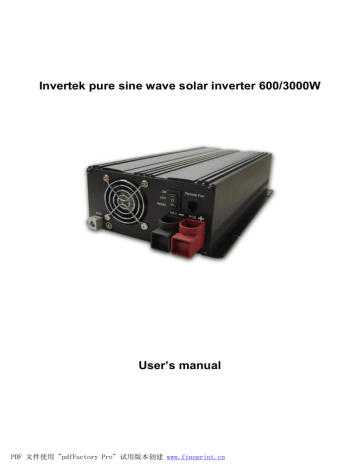 Invertek Solar Inverter 600/3000W User Manual | Manualzz