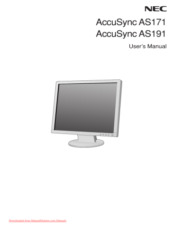 NEC AccuSync AS191WM User manual | Manualzz