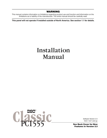 DSC Classic PC1555 Installation Manual | Manualzz