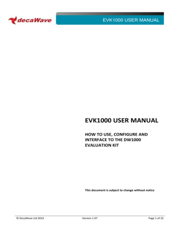 EVK1000 User Manual - How to Use, Configure and Interface to the DW1000 ...