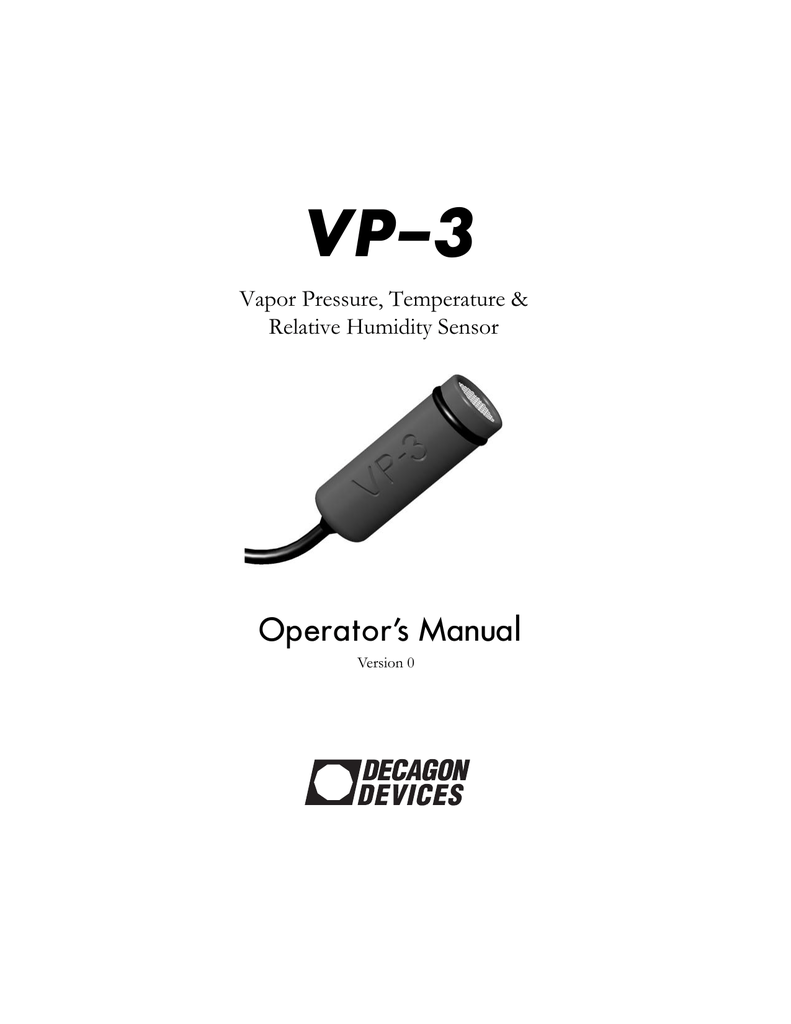 Decagon Devices VP-3 Operating Manual | Manualzz