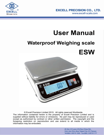 Waterproof Weighing scale ESW 3, ESW 6, ESW 15, ESW 30 User Manual ...