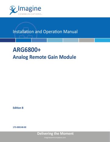Imagine Communications 6800+ ARG6800+ Installation and Operation Manual ...