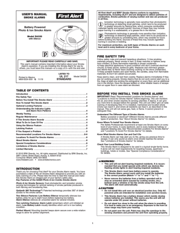 First Alert SA320 User manual | Manualzz