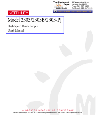 Keithley 2303/2303B/2303-PJ High Speed Power Supply User Manual | Manualzz